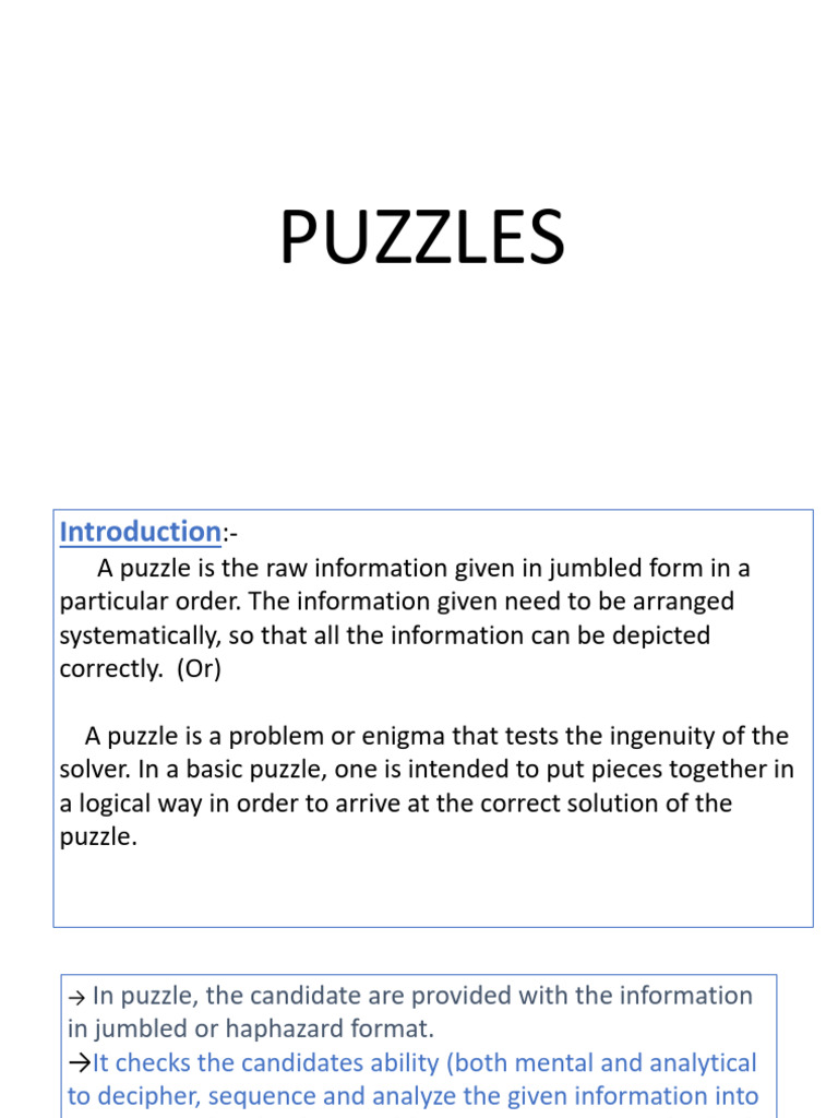 Types and Techniques of Puzzles | PDF | Puzzles | Cognitive Science