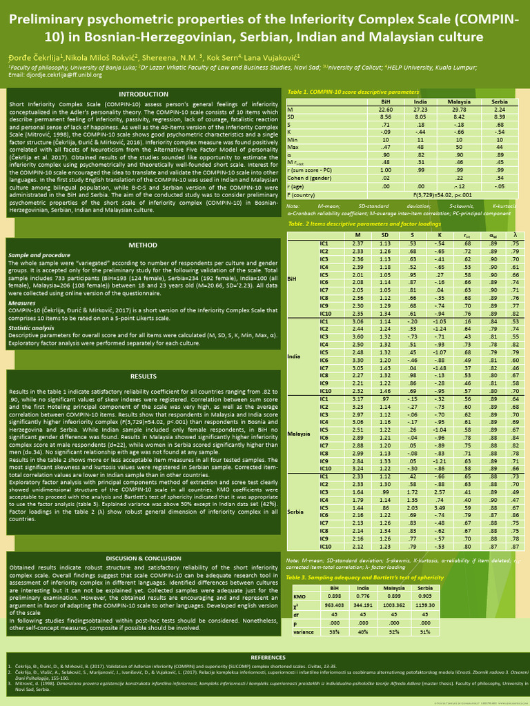 COMPIN-10 Scale Psychometrics Across Cultures | PDF