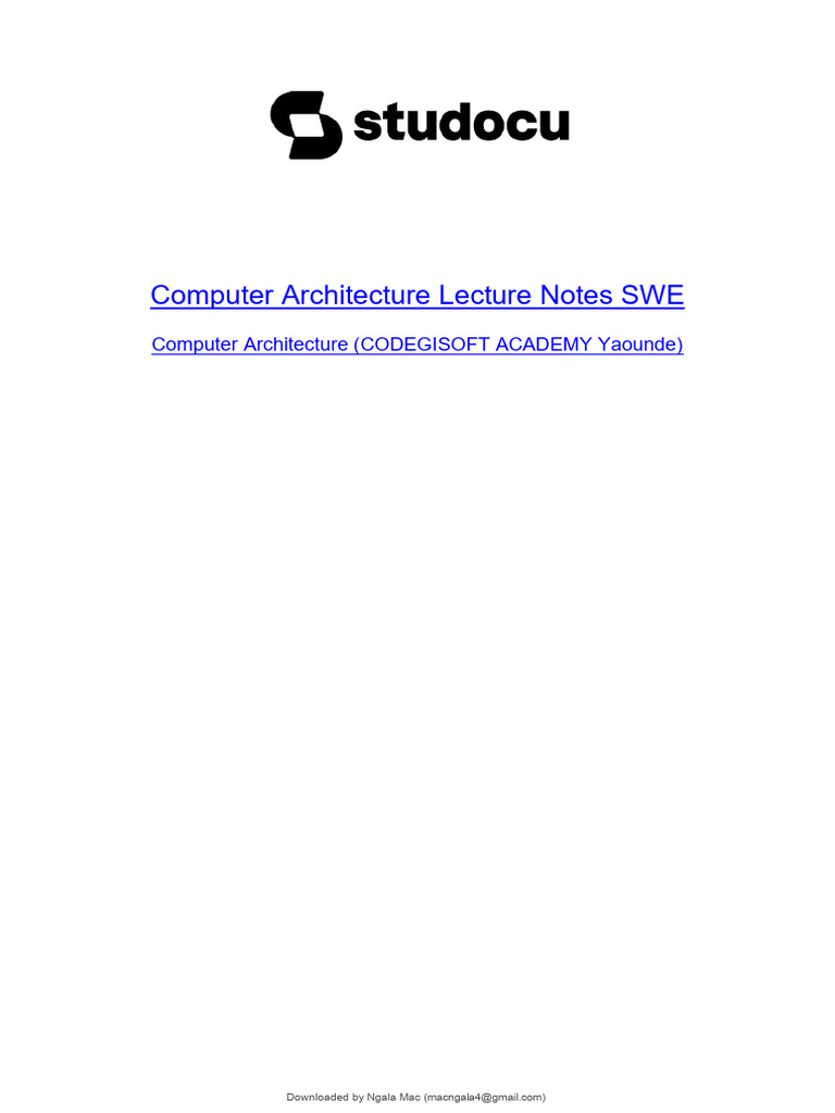 Bit 1101 Computer Architecture Complete Lecture Notes for First Year ...