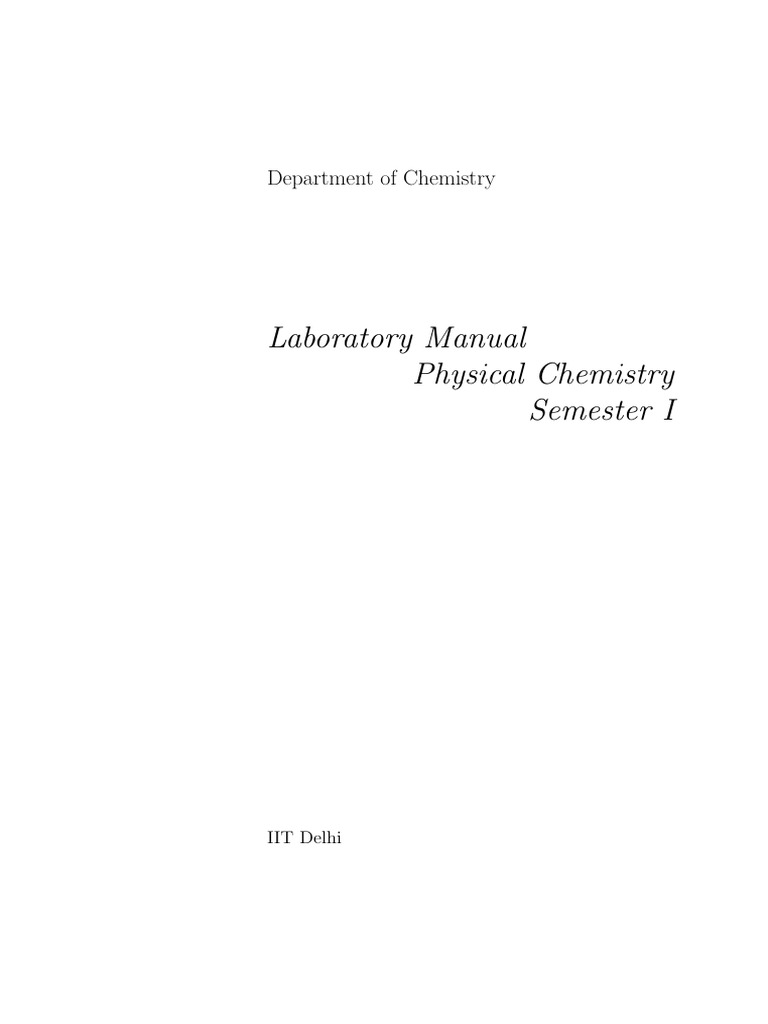 IIT Delhi Physical Chemistry Lab Manual | PDF | Absorbance | Accuracy ...