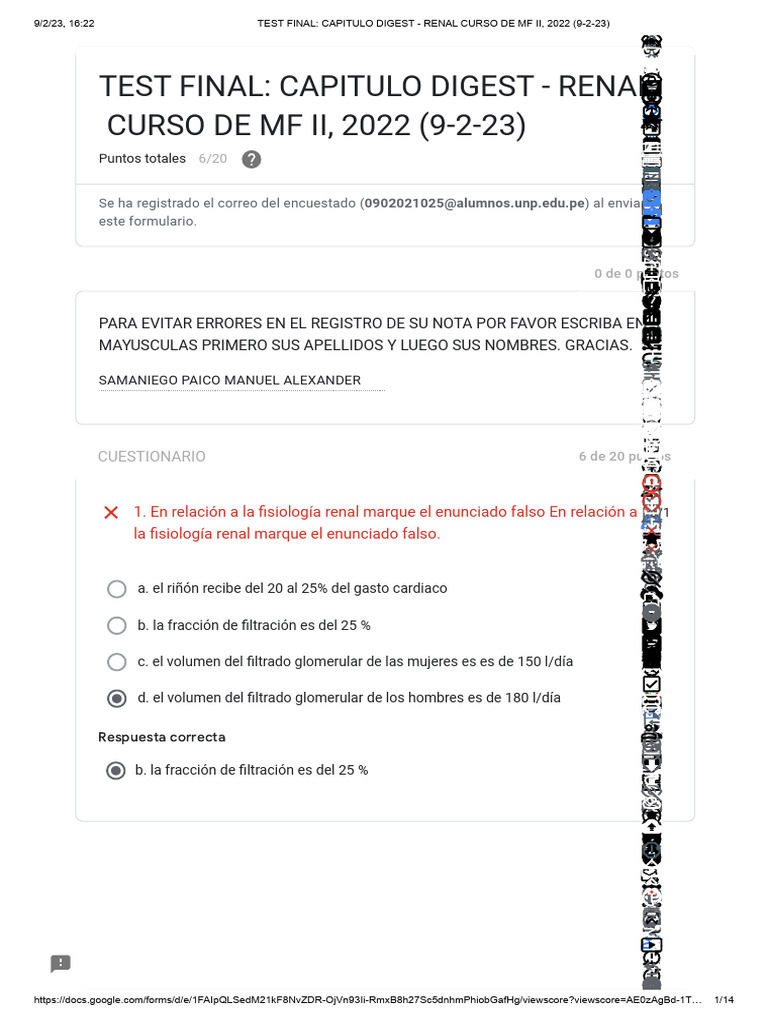 TEST FINAL_ CAPITULO DIGEST - RENAL CURSO DE MF II, 2022 (9-2-23) | PDF ...