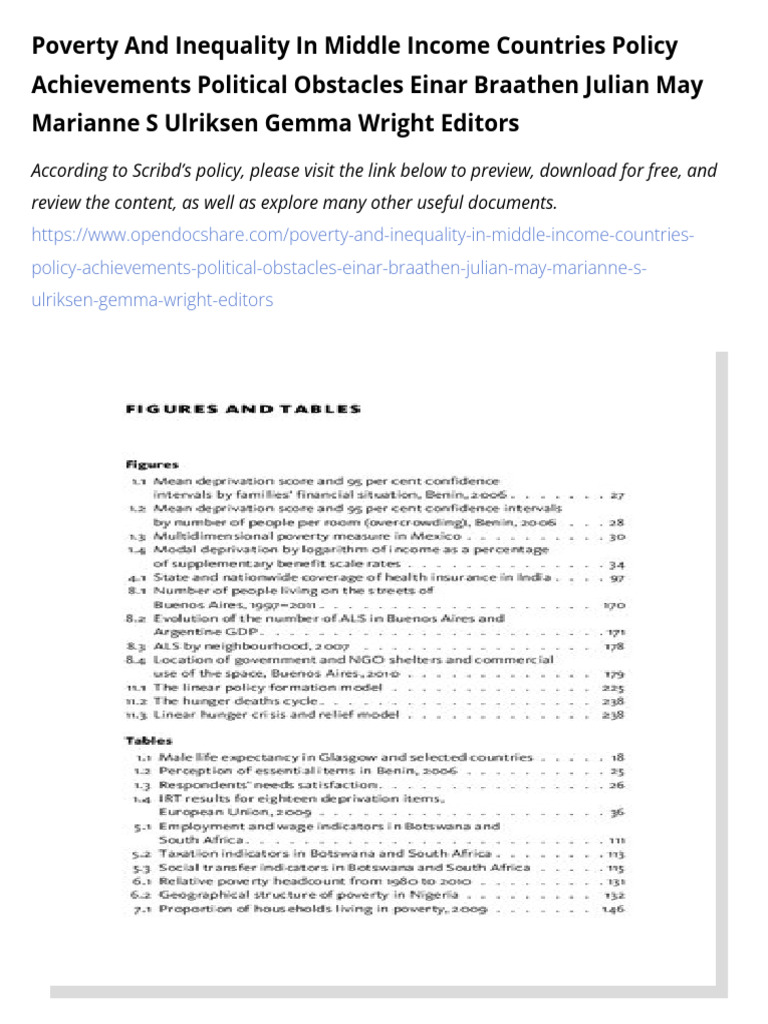 Poverty And Inequality In Middle Income Countries Policy Achievements ...