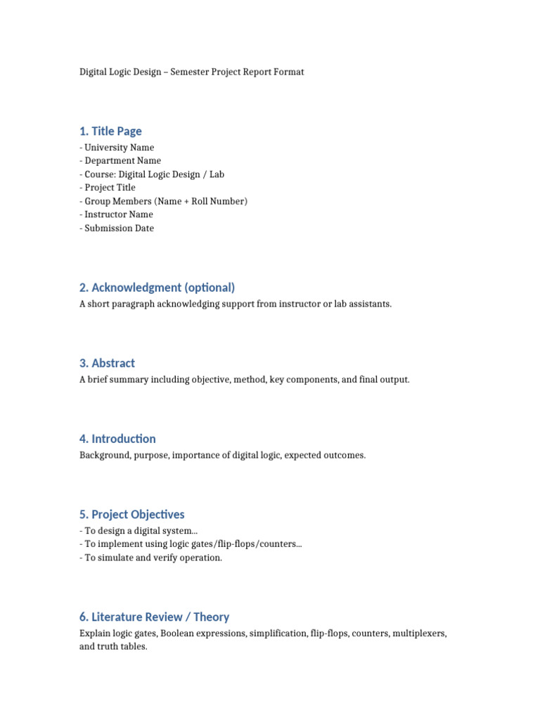 Digital Logic Design Project Report Guide | PDF