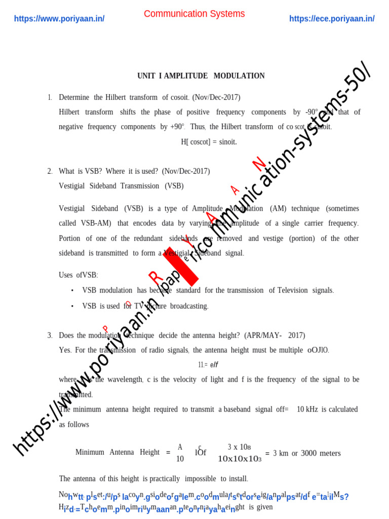 Unit I Amplitude Modulation | PDF | Frequency Modulation | Detector (Radio)