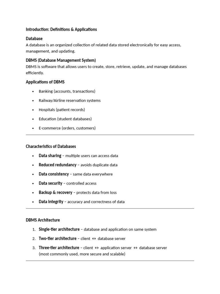 Dbms Notes Unit 1 | PDF | Databases | Database Transaction