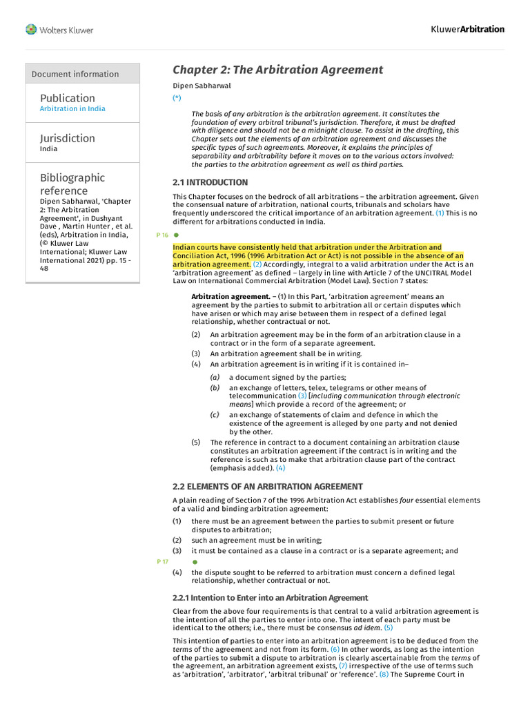 Chapter 2 The Arbitration Agreement | PDF | Arbitration | Arbitration ...