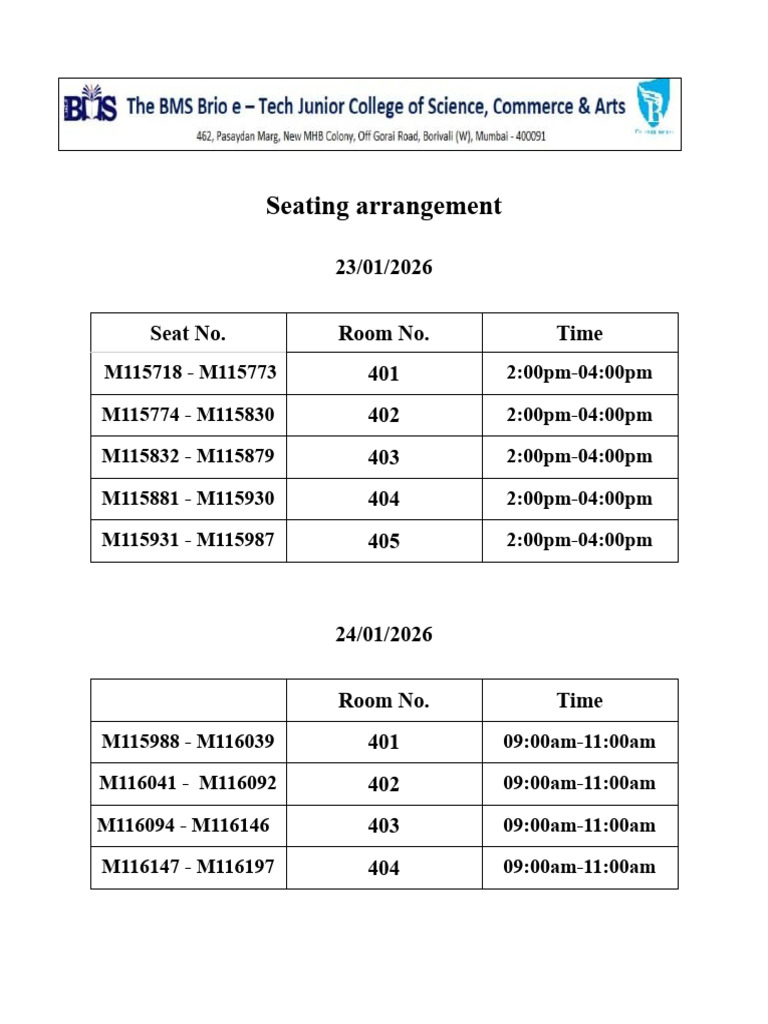 Seating Arrangement | PDF