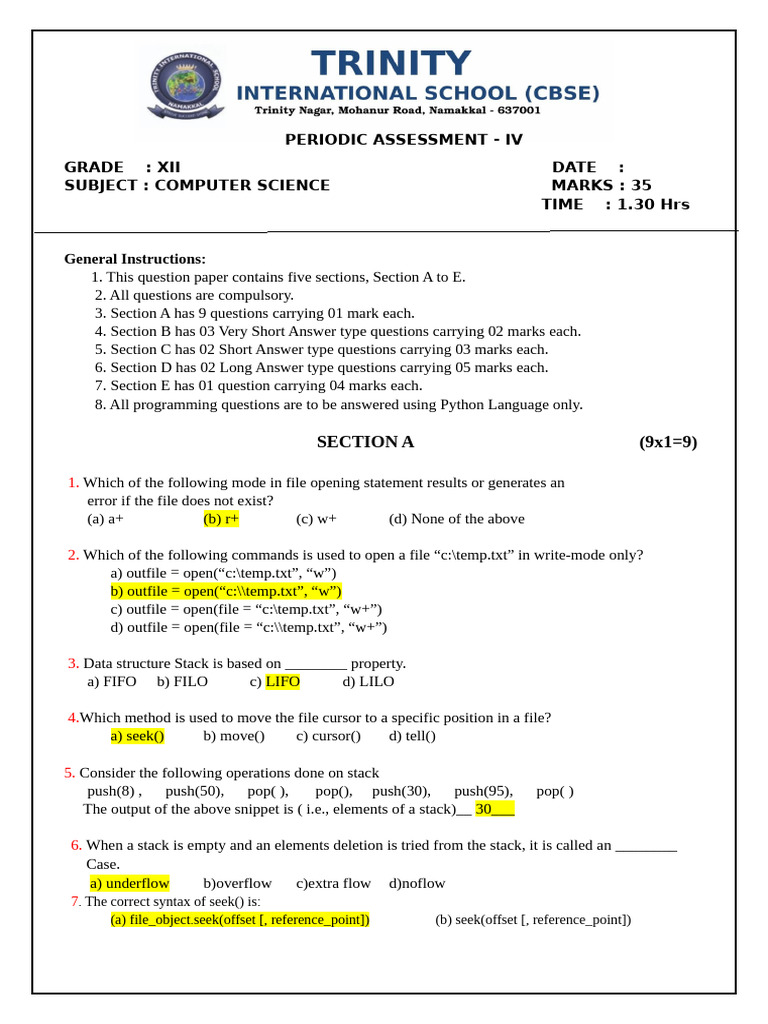 Grade 12 Computer Science Assessment | PDF | Computer File | Text File