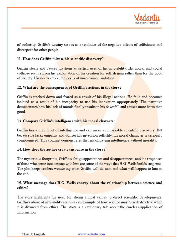 Important Questions Class 10 English Footprints Without Feet Chapter 5 (2) | PDF