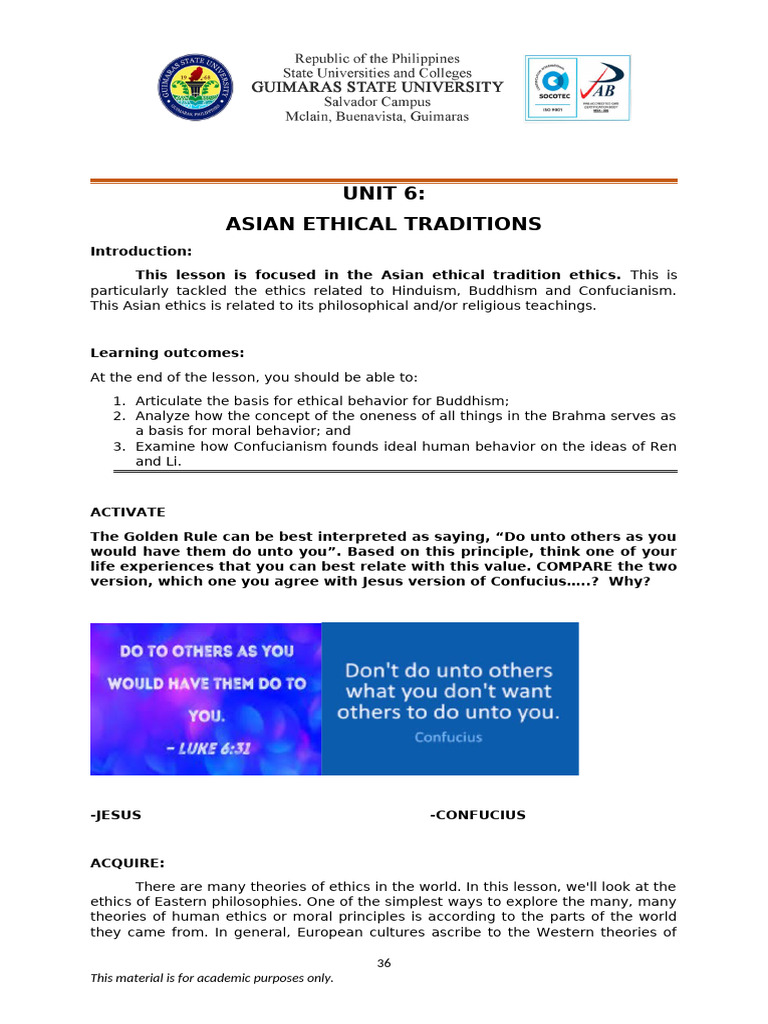 Ethics - Asian Ethical Traditions 20-1 | PDF | Noble Eightfold Path ...