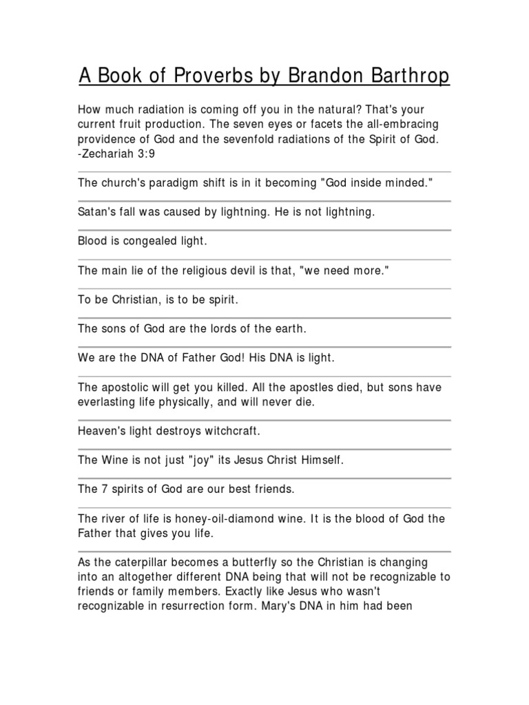 A Book of Proverbs by Brandon Barthrop | PDF | Jesus | Soul