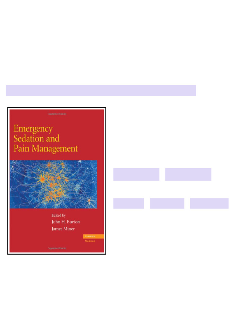 Emergency Sedation and Pain Management Cambridge Concise Histories 1st ...