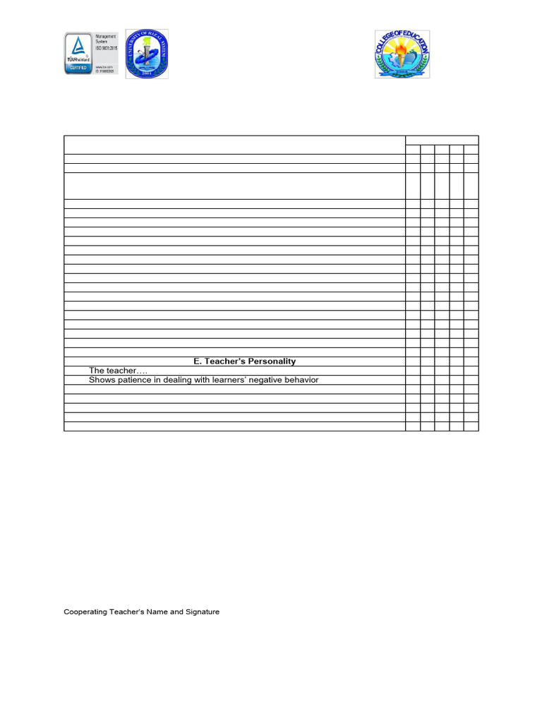 Evaluation-Sheet-To-be-Accomplished-by-Cooperating-Teacher | PDF ...
