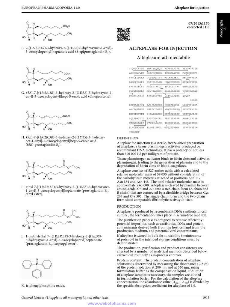 Alteplase Injection Overview and Production | PDF | Chromatography ...
