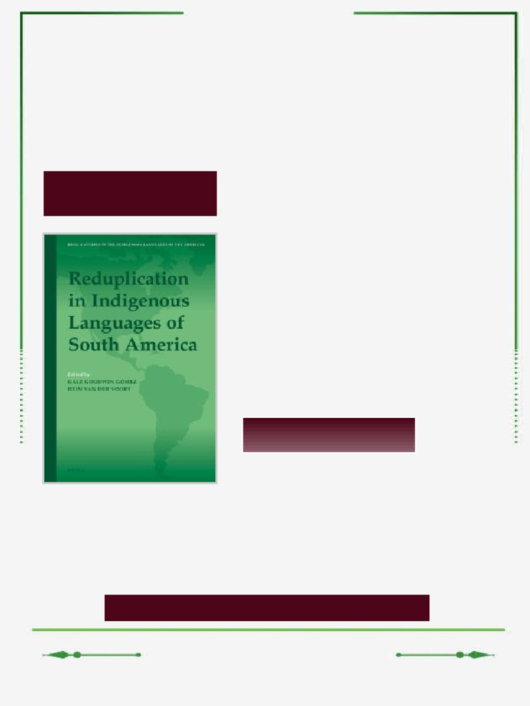 Reduplication in Indigenous Languages of South America 1st Edition Gale ...
