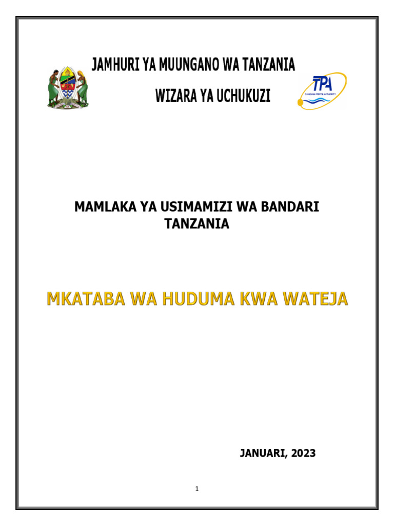 Swahili Final Version Mkataba Huduma Kwa Wateja 2023 | PDF