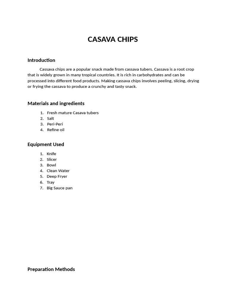 Report Oncasava Chips | PDF | French Fries | Food And Drink Preparation