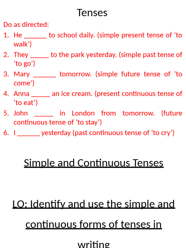 Tenses - Simple & Continuous-2 | PDF | Grammatical Tense | Language ...