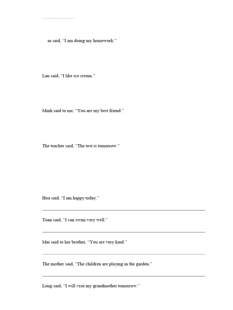Reported Speech Exercises and Answers | PDF