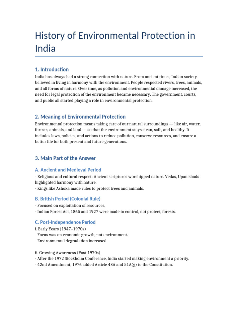 Environmental Protection History in India | PDF | Environmental ...