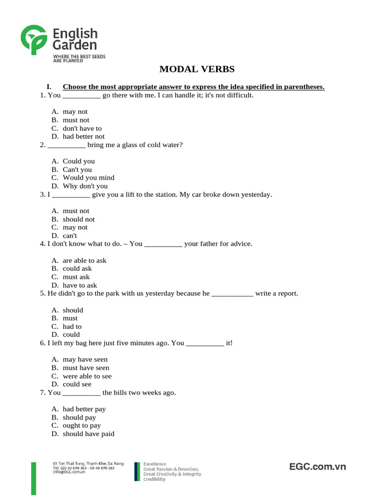 In- Fce- Modal Verbs - Ex | PDF | Chess Theory | Chess