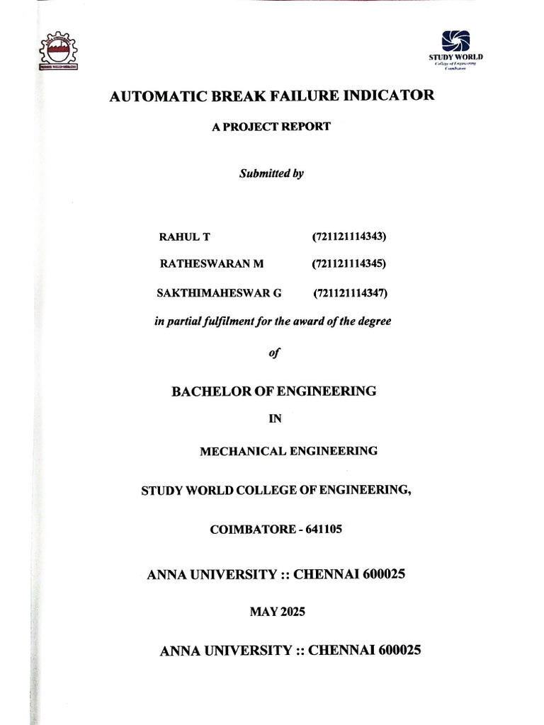 Swce Me Automatic Break Failure Indicator 2024-2025 | PDF