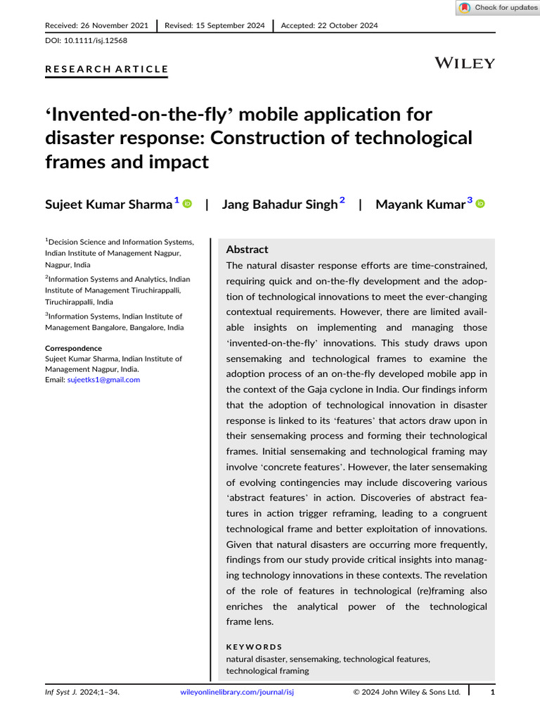 Mobile App Innovations for Disaster Response | PDF | Innovation ...