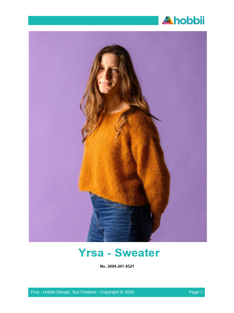 Yrsa - Sweater | PDF | Knitting | Knitting Needle