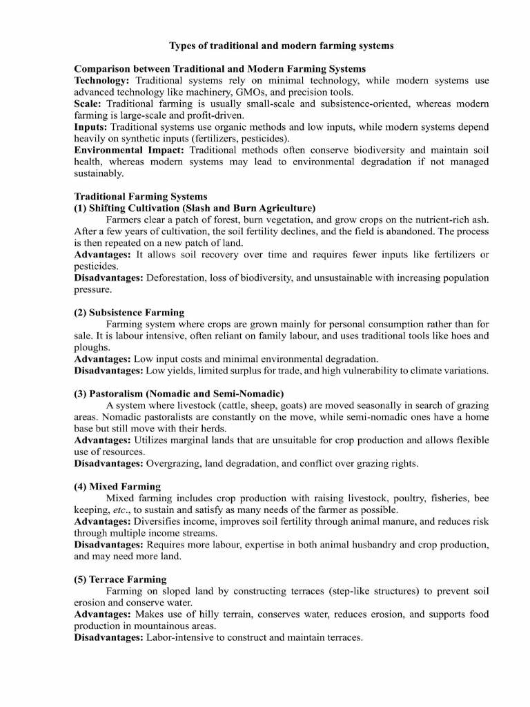 Traditional vs. Modern Farming Systems | PDF | Agriculture | Pastoralism
