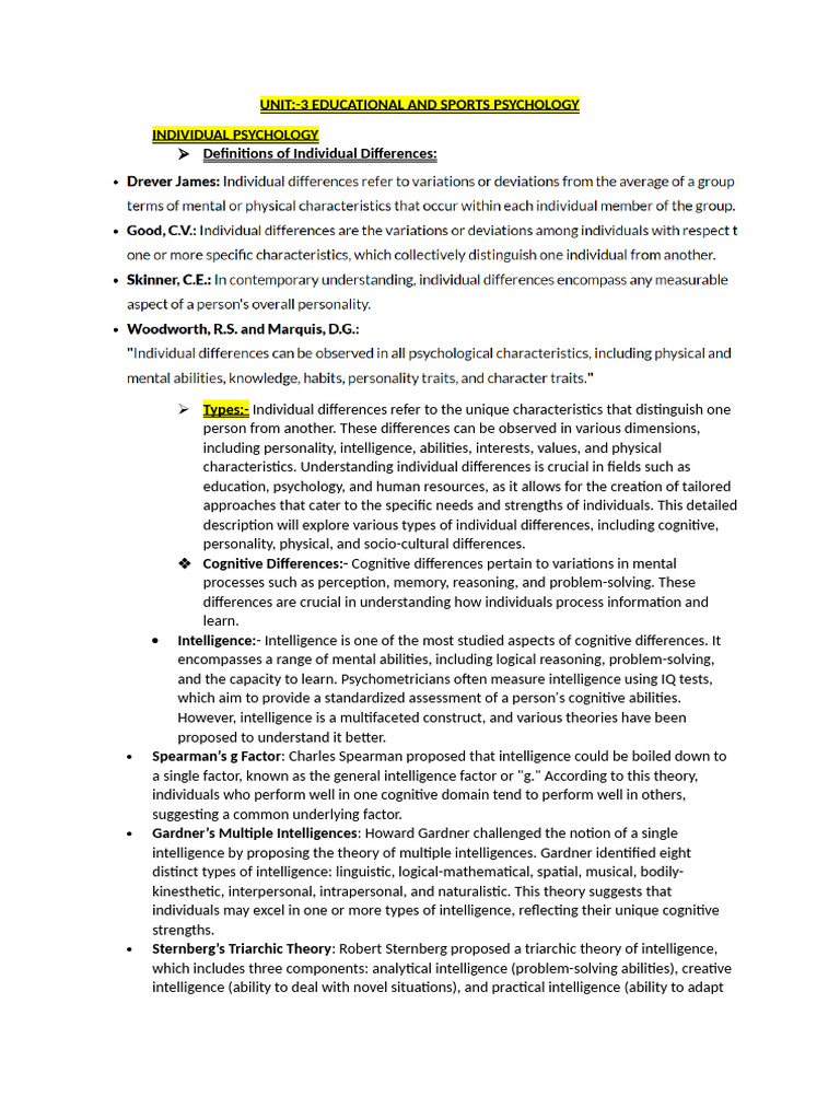 Understanding Individual Differences in Psychology | PDF | Genetic ...