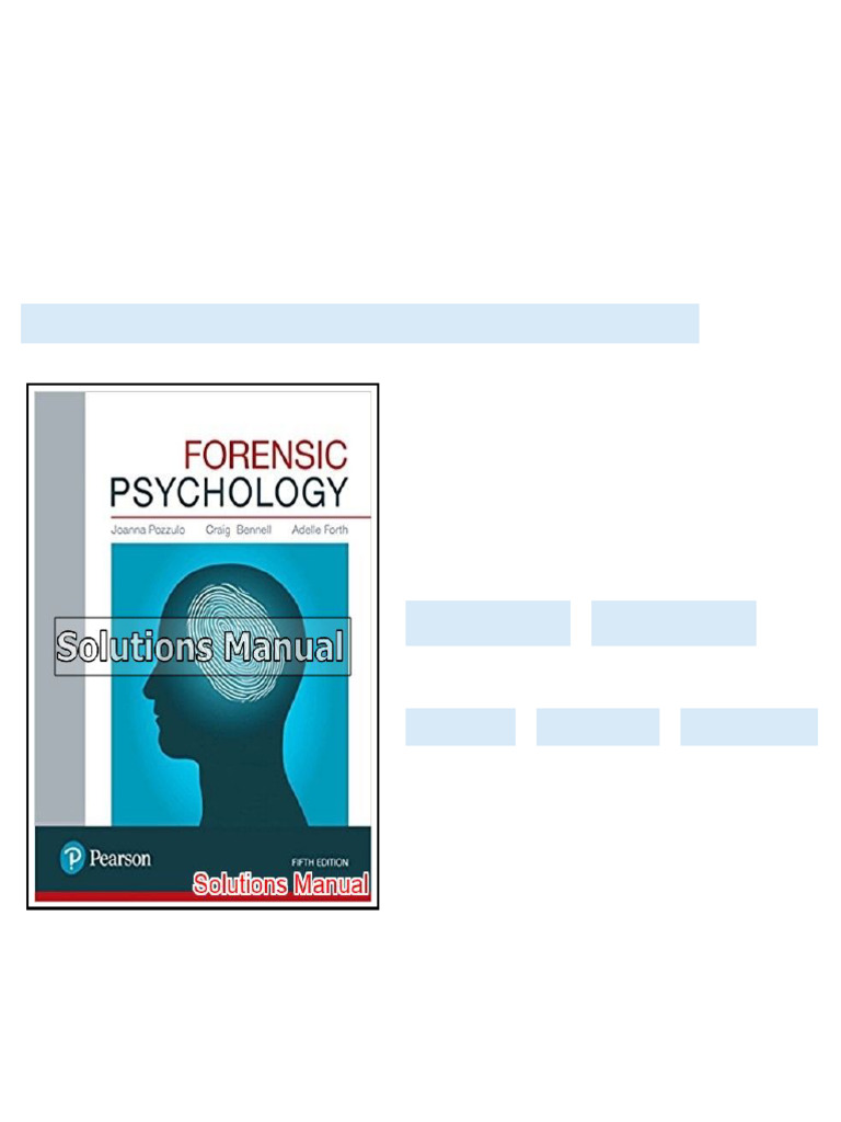 Forensic Psychology Canadian 5th Edition Pozzulo Solutions Manual ...