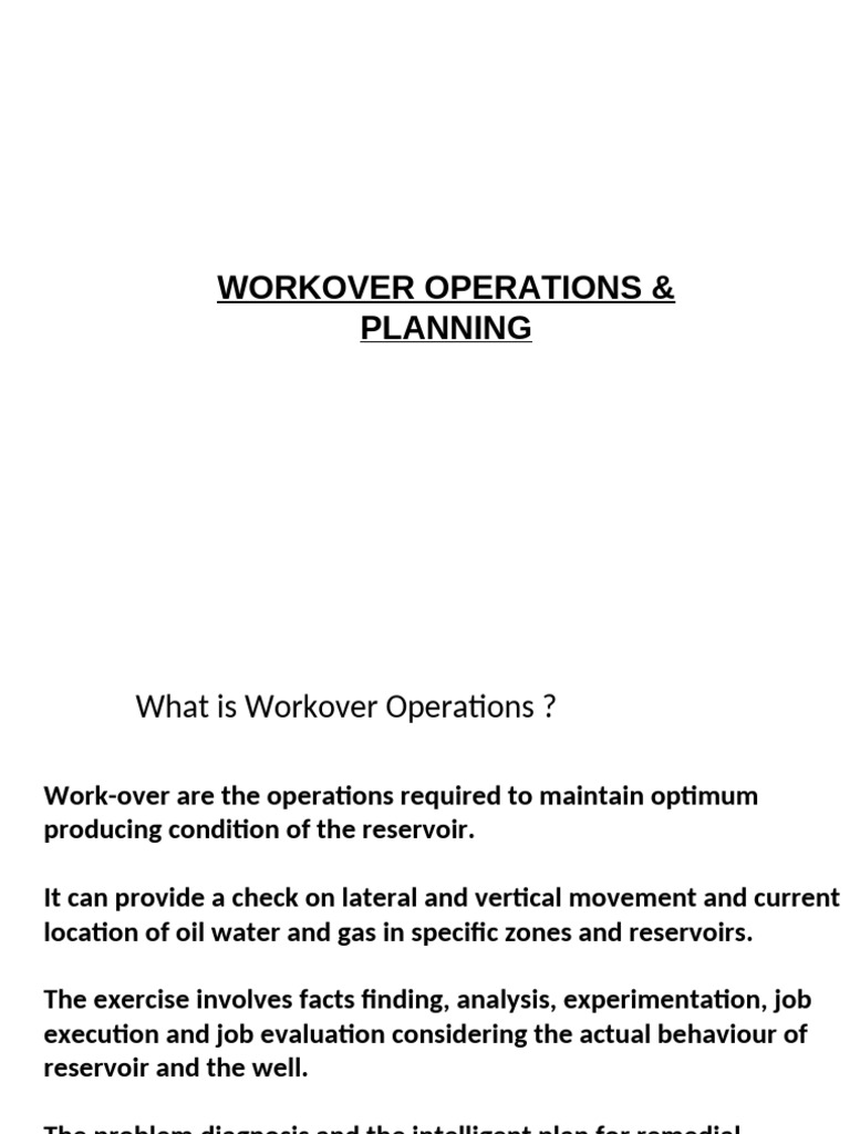 Workover Operations and Planning | PDF | Petroleum Reservoir | Casing ...