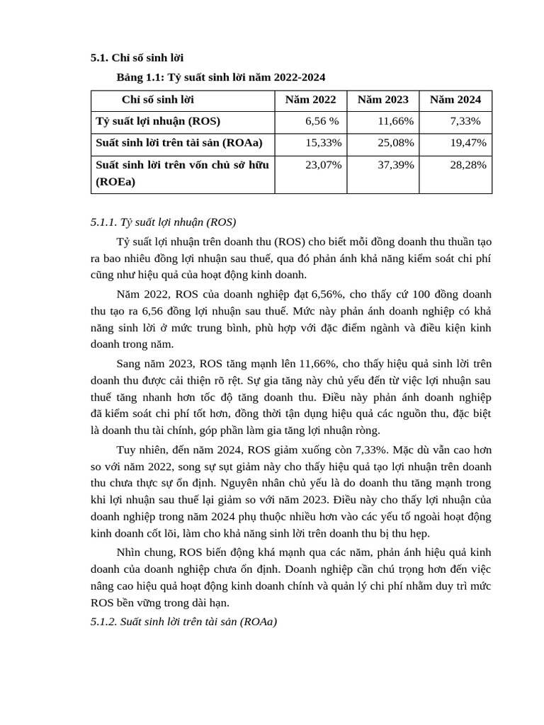 Phân tích khả năng sinh lời | PDF