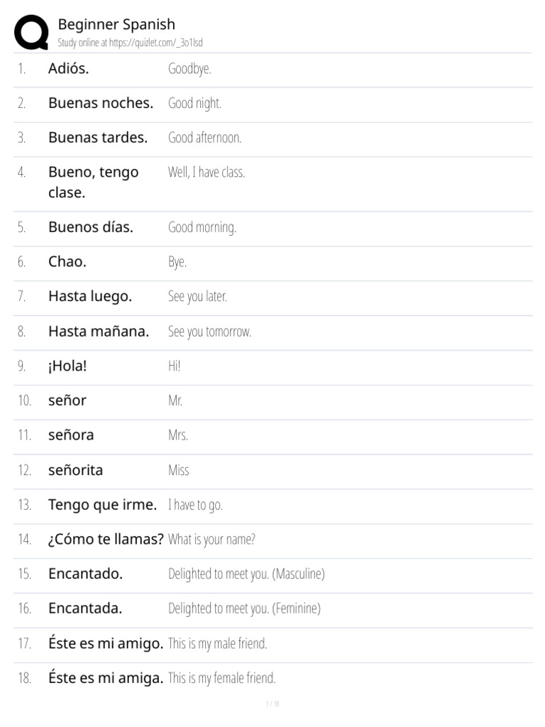 Frases Básicas en Español para Principiantes | PDF