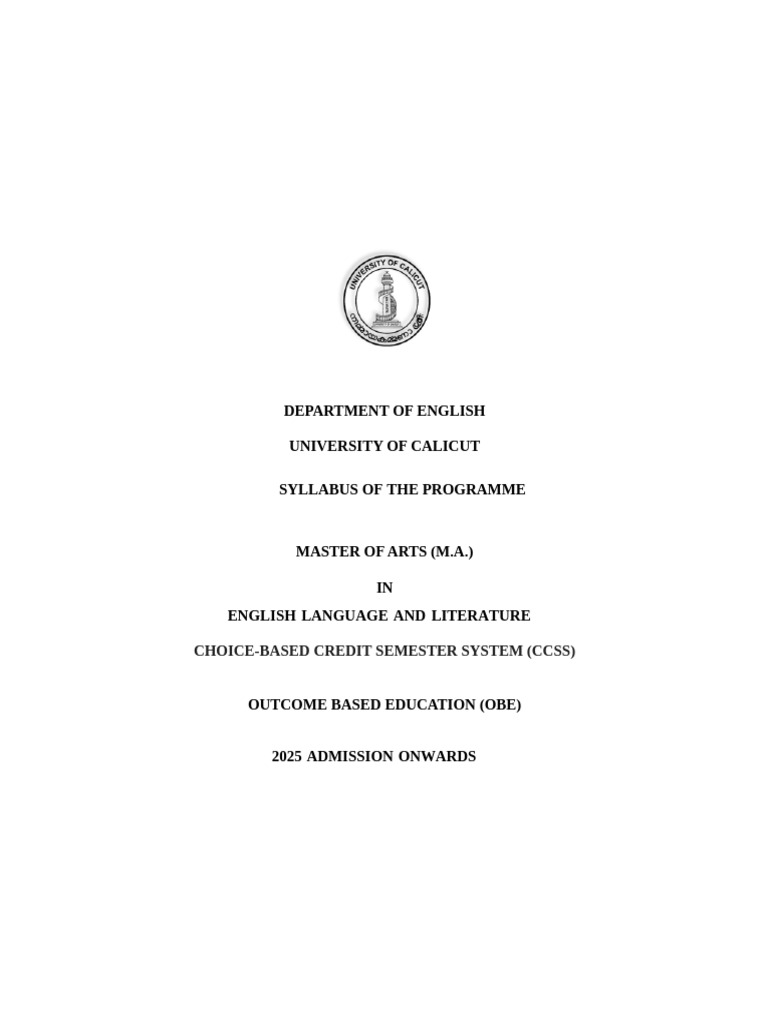 M.A. English Language & Literature Syllabus | PDF | Linguistics ...