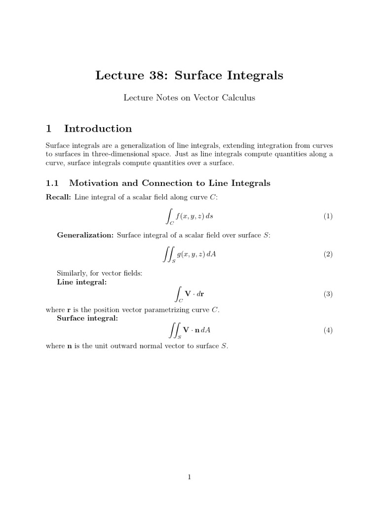 Surface Integrals | PDF | Integral | Calculus