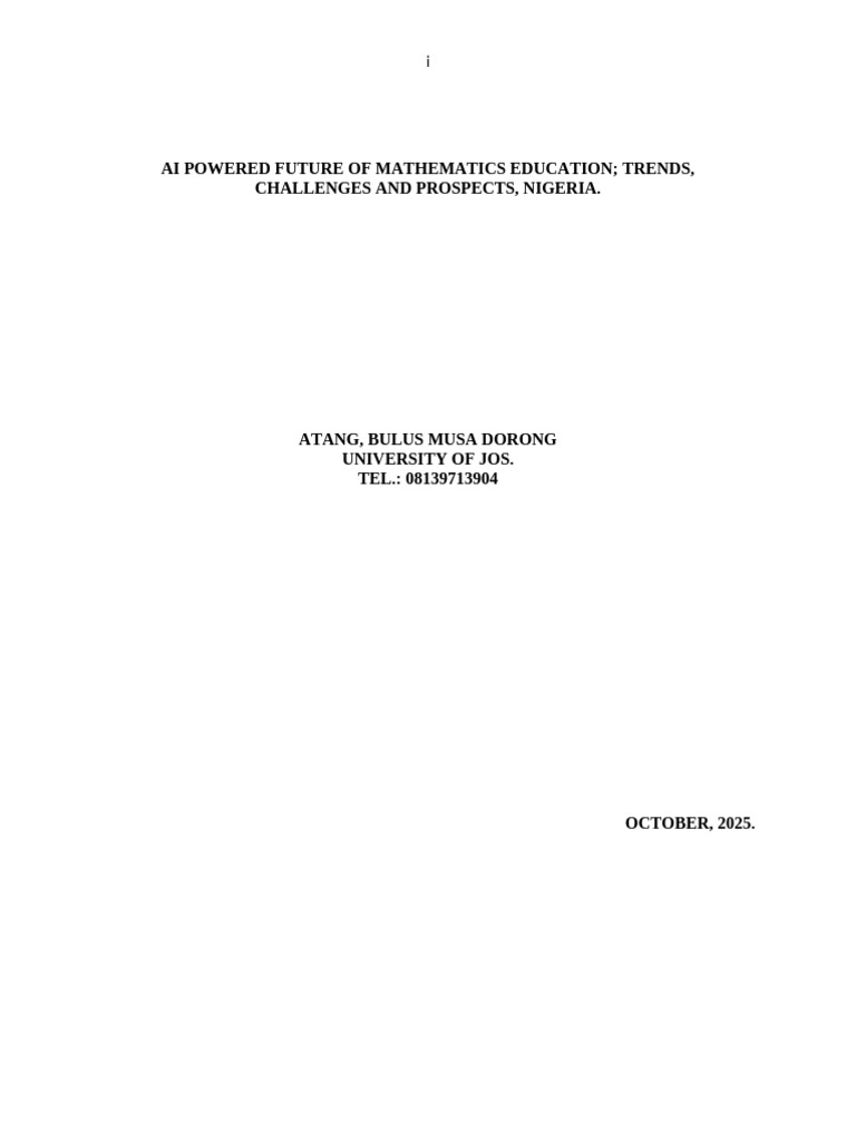 Atang Bulus Musa AI Powered Mathematics[3] | PDF | Artificial ...