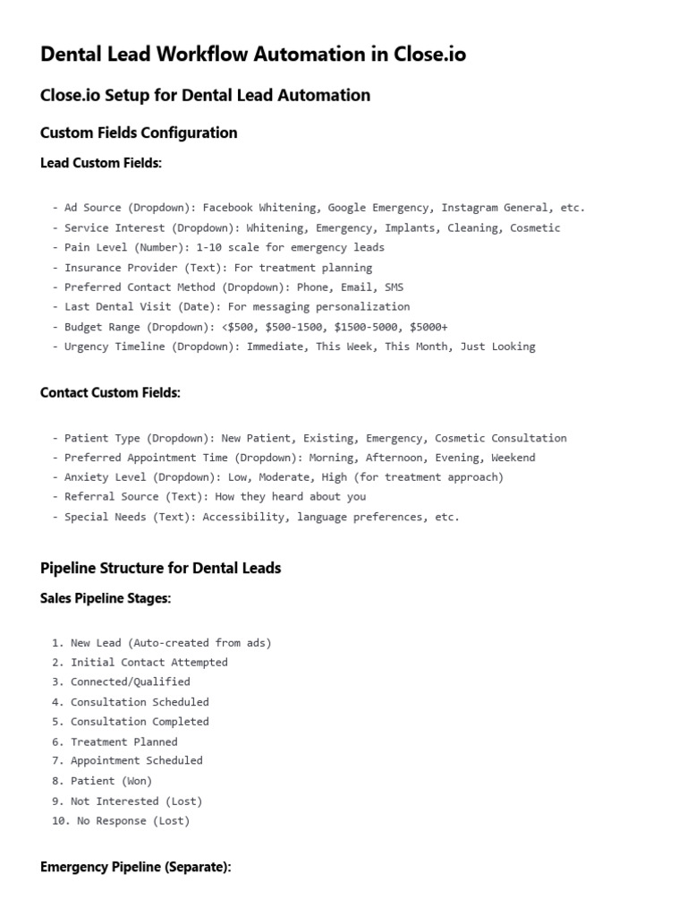 Dental Lead Automation Workflow Guide | PDF | Automation | Information ...