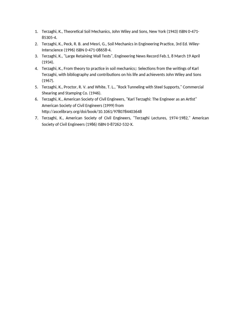 Key Works of Karl Terzaghi in Soil Mechanics | PDF
