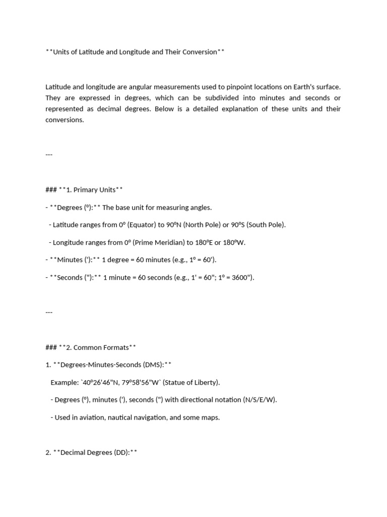 Latitude and Longitude Conversion Guide | PDF | Minute And Second Of ...