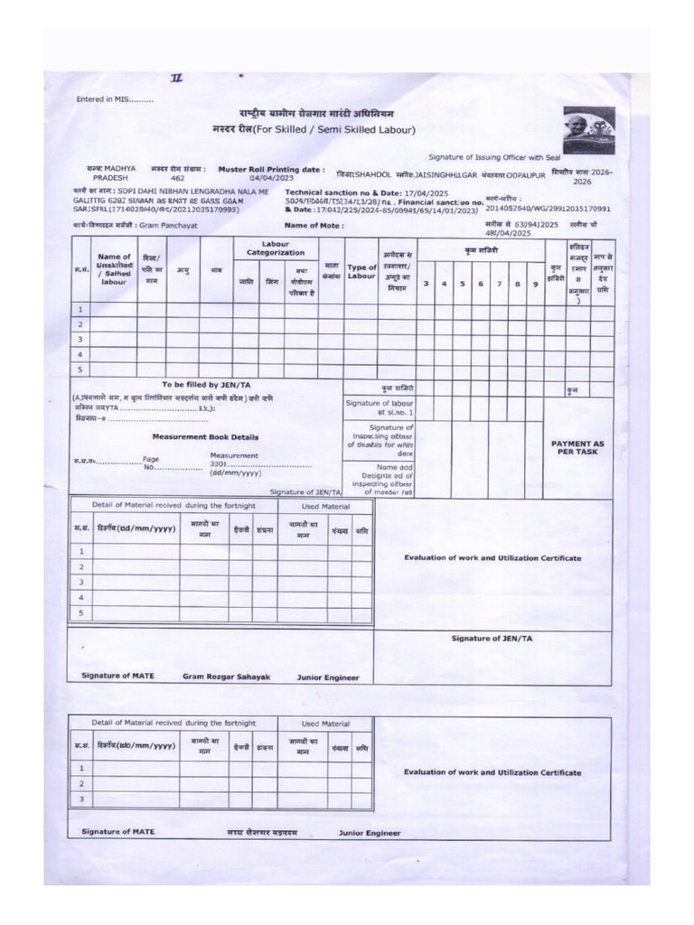 Muster Roll Updated | PDF