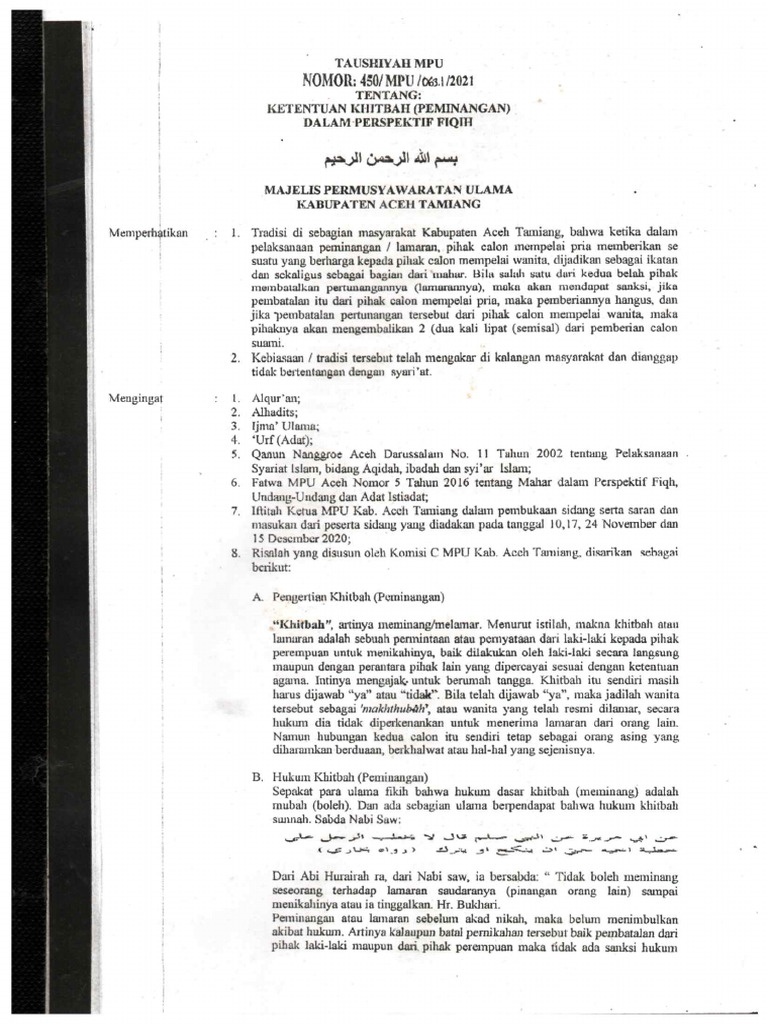 Tausiah MPU Aceh Tamiang | PDF