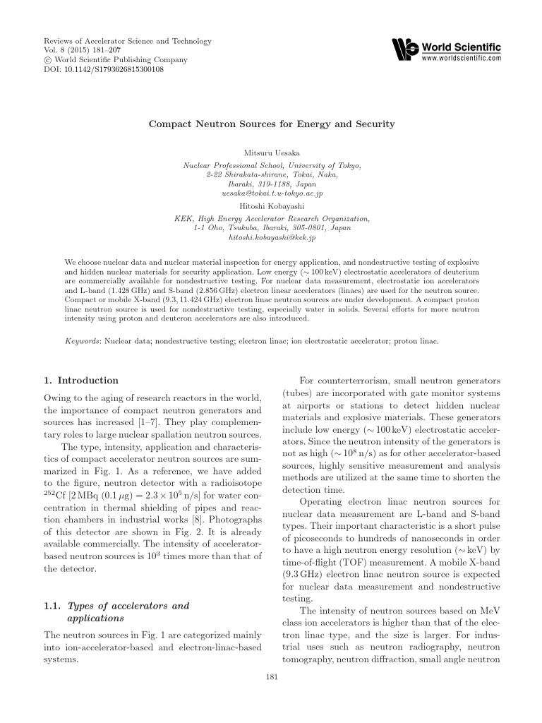 Compact Neutron Sources for Energy and Security | PDF | Neutron ...