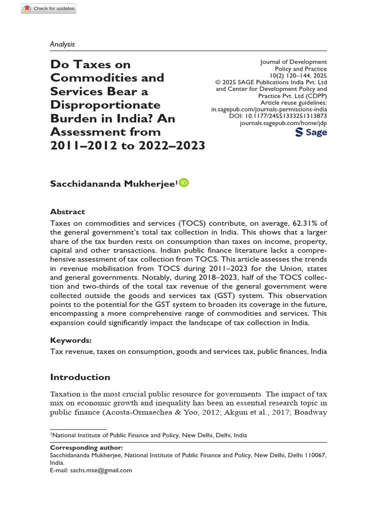 SM Mukherjee 2025 Do Taxes on Commodities and Services Bear a ...