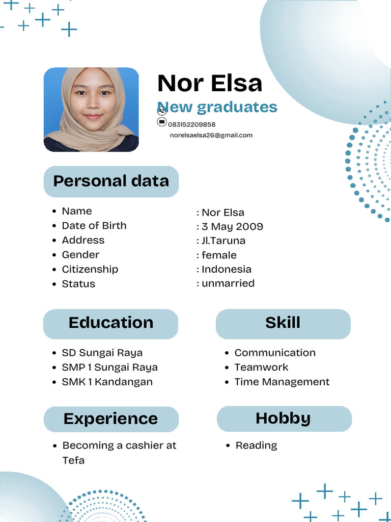 Nor Elsa's Cashier Application Resume | PDF