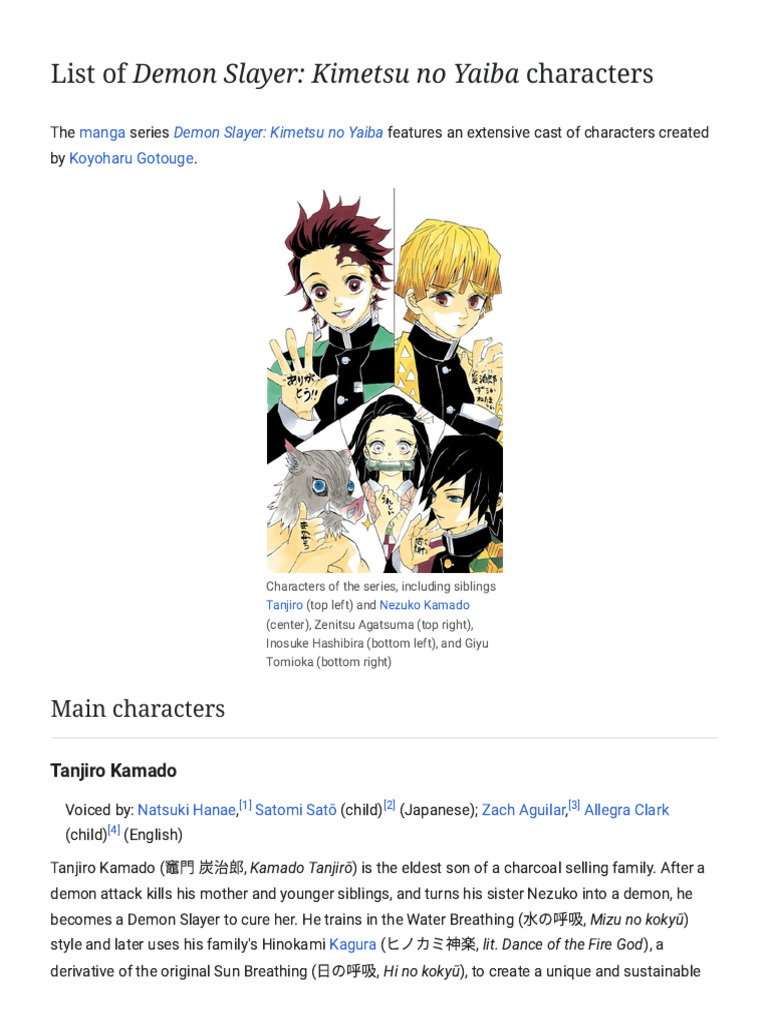 List of Demon Slayer_ Kimetsu No Yaiba Characters - Wikipedia | PDF