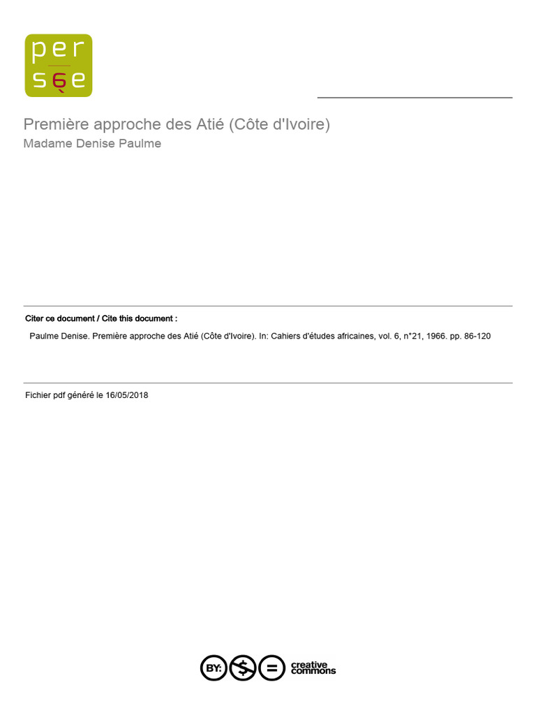Première approche des Atié en Côte d'Ivoire | PDF | Parenté | Mariage