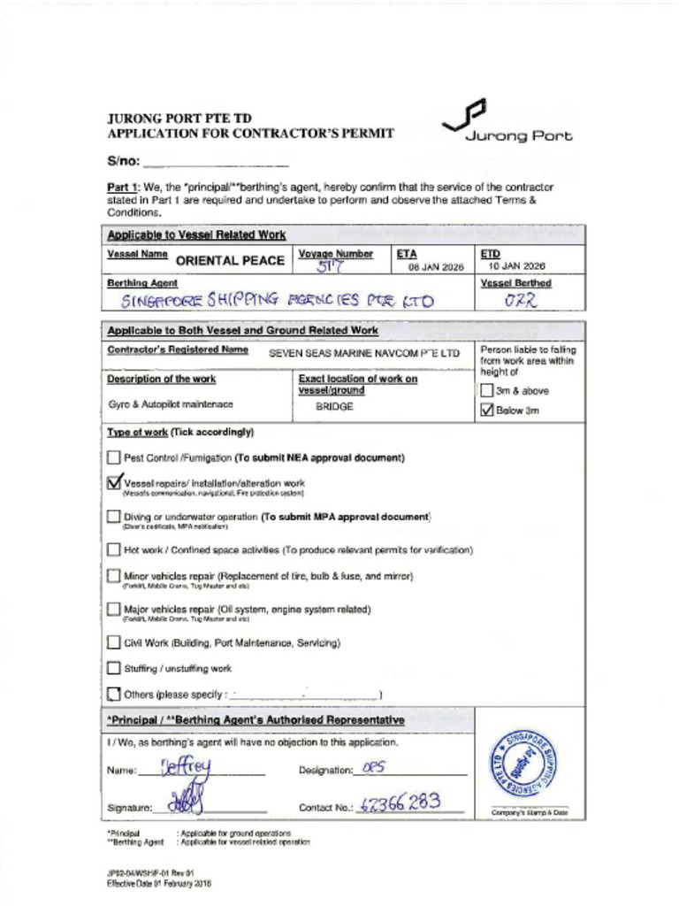 Contractor Permit - Oriental Peace (1) | PDF