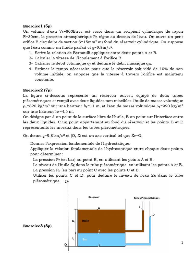 Calculs de fluides et hydrostatique | PDF | Pression | Mécanique des ...