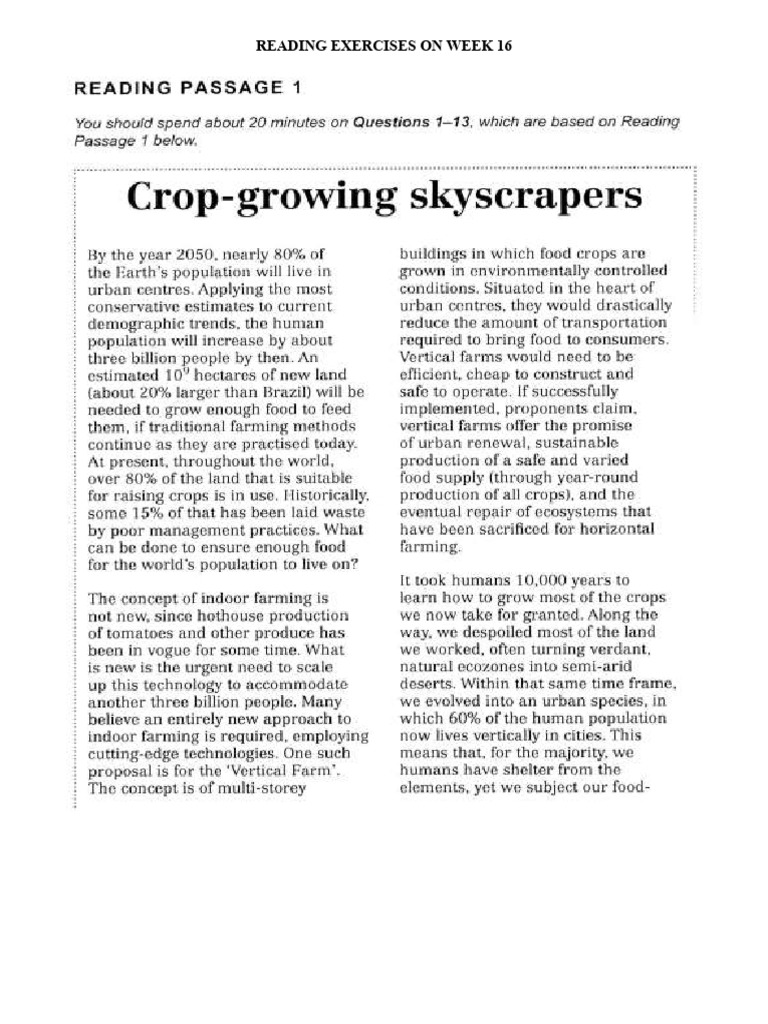 Reading Exercises on Week 16 | PDF